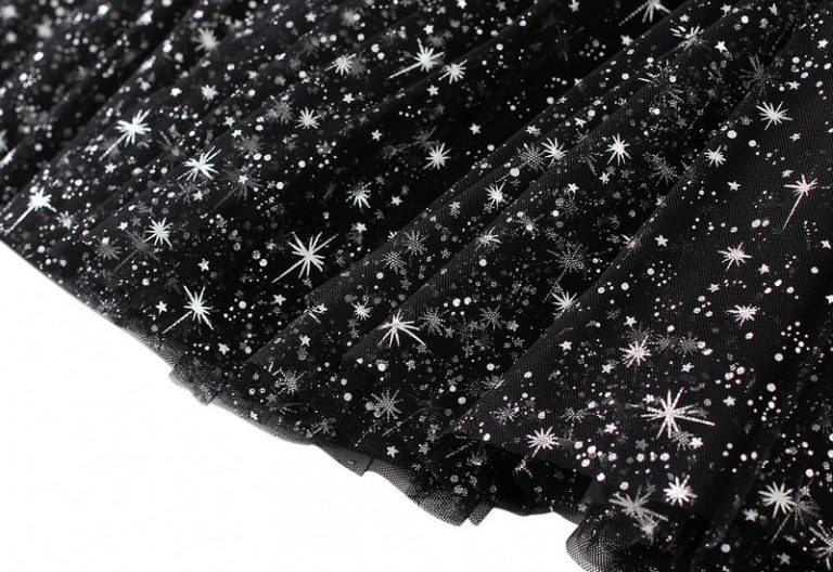 Women’s Mid Length Sequin Star Mesh Gauze Skirt – Takalr